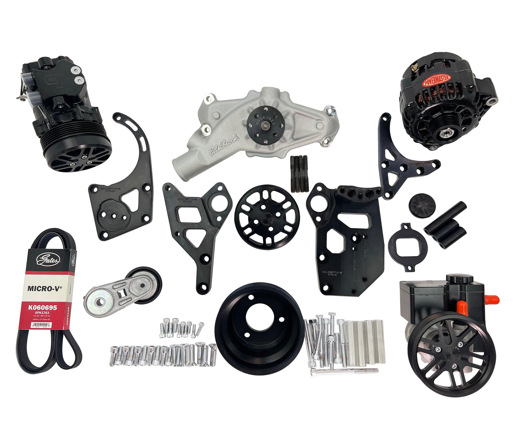 BB Chevy Serpentine Pulley Kit - Alternator, AC, PS | Victory Series ...
