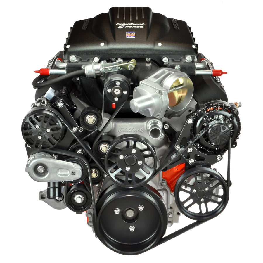 Chevy LS 10 Rib Pulley System for Edelbrock Supercharger - Alt, AC, PS ...
